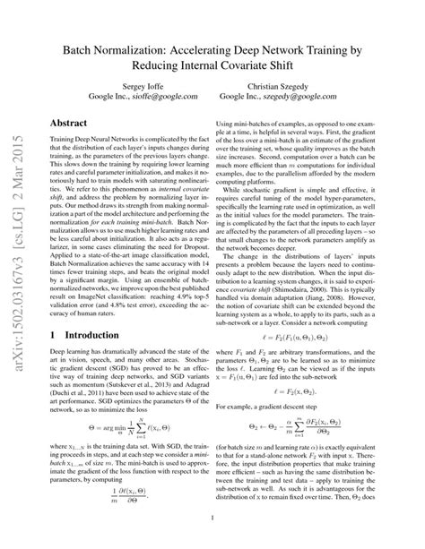 Batch Normalization Accelerating Deep Network Training By Reducing Internal Covariate Shift