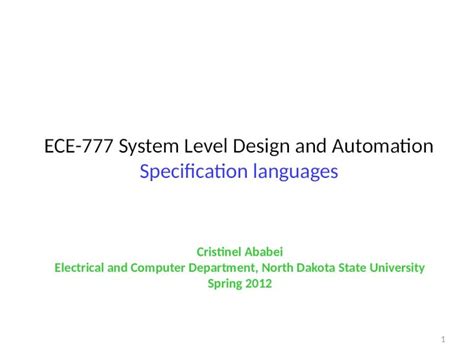 Pptx Ece 777 System Level Design And Automation Specification Languages Dokumentips