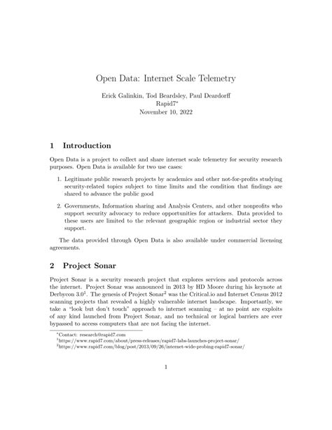 PDF Open Data Internet Scale Telemetry