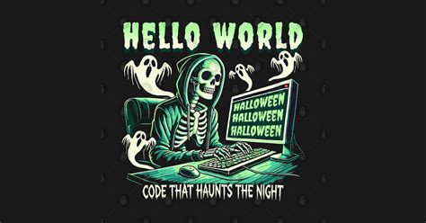 Halloween Skeleton Coder Hello World Design Halloween T Shirt