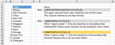 Excel Functions MATCH Vs XMATCH
