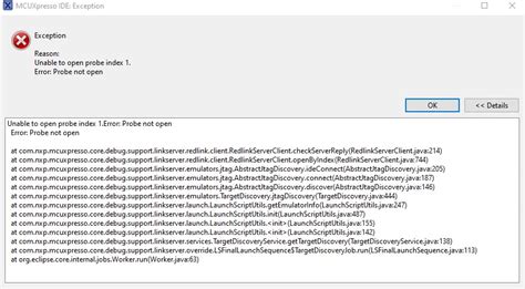 unable to open probe index 1 error probe not open error on lpc55s69 nxp community