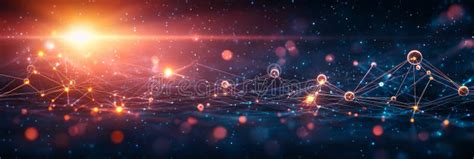 Abstract Molecular Structure On A Cosmic Background Highlighting Science And Research Stock