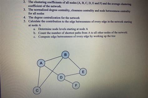 Solved 2 The Clustering Coefficients Of All Nodes A B C Chegg Com