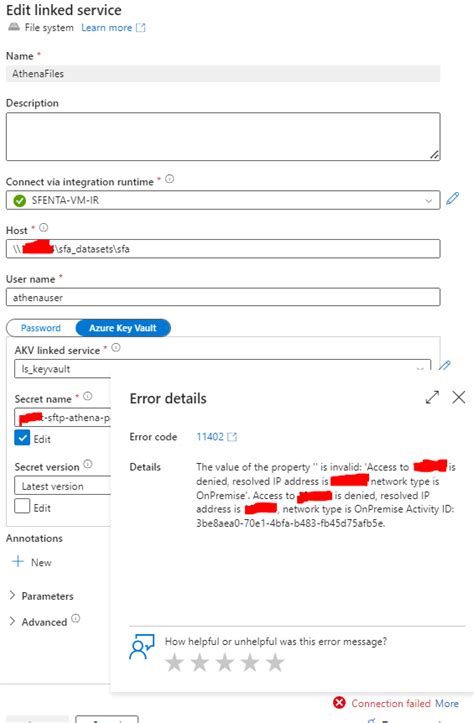 Issue Connecting To On Premise Server File System From Data Factory