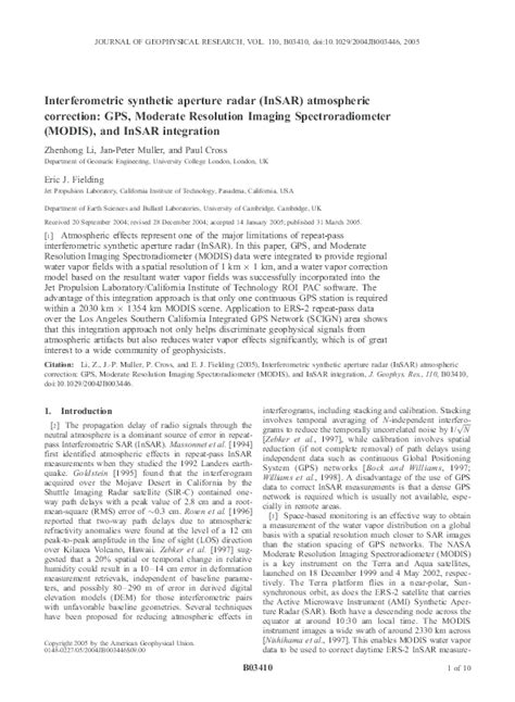 Pdf Interferometric Synthetic Aperture Radar Insar Atmospheric