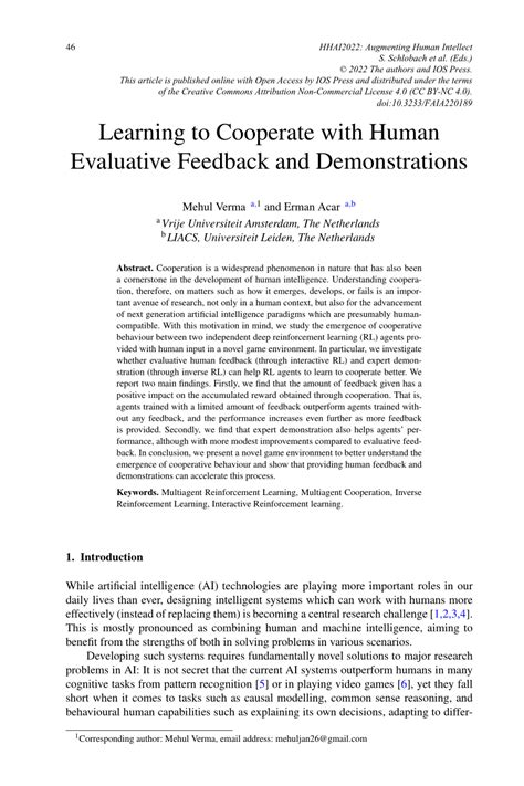 Pdf Learning To Cooperate With Human Evaluative Feedback And Demonstrations
