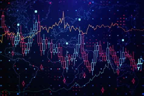 파란색 배경 은행 및 외환 개념에 세계지도와 추상 적 금융 다이어그램 그림 3d 렌더링 무역에 대한 스톡 사진 및 기타 이미지
