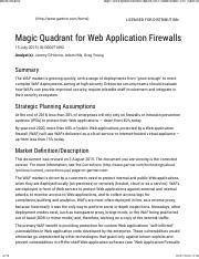 Magic Quadrant For Web Application Firewalls Improving Security Course Hero