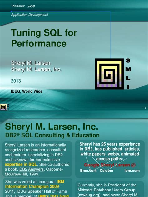 Idug 2013 Sheryl Larsen Tuning Sql Pdf Sql Ibm Db2