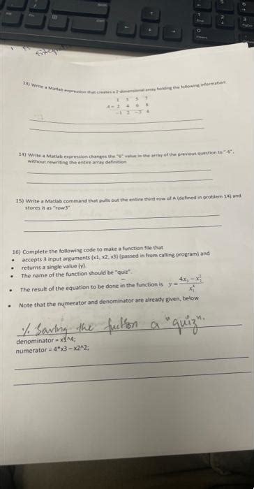 Solved 13 Write A Matiab Expreiaibn That Creatas A 2