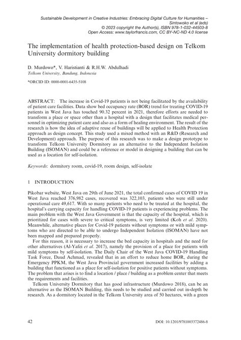 pdf the implementation of health protection based design on telkom university dormitory building