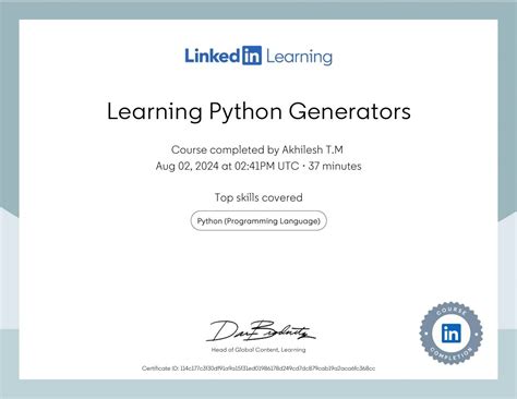 Akhilesh Tm On Linkedin Python Generators Programming Certification Softwaredevelopment