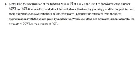 Solved Pts Find The Linearization Of The Function Chegg