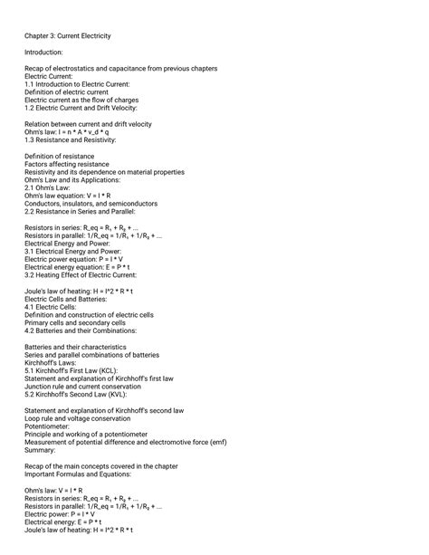 Physics Chapter 3 Chapter 3 Current Electricity Introduction Recap Of Electrostatics And