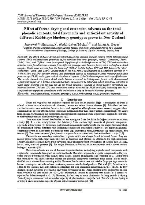 Pdf Effect Of Freeze Drying And Extraction Solvents On The Total