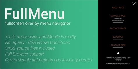 FullMenu Fullscreen Overlay Menu Navigator By Codetojoy Codester