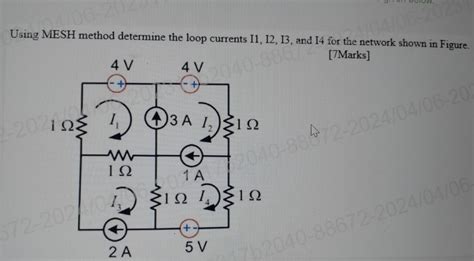Solved Using MESH Method Determine The Loop Currents I1 Chegg
