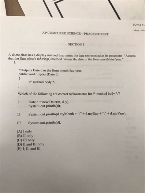 solved krist susy ap computer science practice test