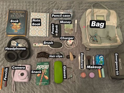 Whats In My Bag Inside My Bag School Bag Essentials School Backpack Essentials