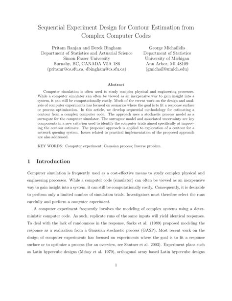 Pdf Sequential Experiment Design For Contour Estimation From Complex