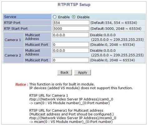 Exca203 Rtsp Urls Costar Technologies