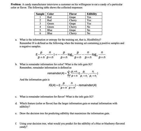 ai question problem a candy manufacturer interviews a customer on his