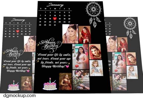 7 Photo Collage Frame Psd With Calendar Free Download Dg Mockup