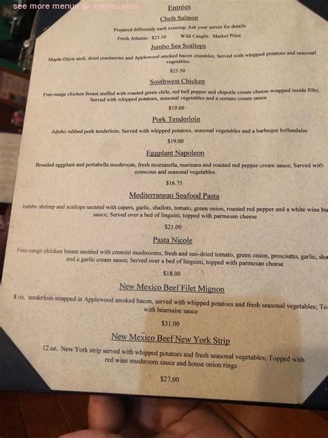 Menu At Blue Window Bistro Restaurant Los Alamos