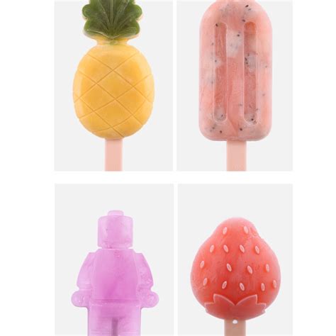 Diy 실리콘 아이스 캔디 아이스크림 금형 크리 에이 티브 귀여운 여름 아이스 스틱 아이스 격자 스타일 딸기 올리브 그린