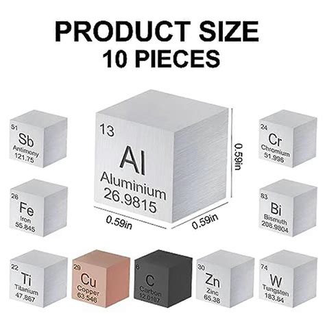 Pcs Elements Square Set Inch Tungsten Square Metal Periodic Table Of Elements For