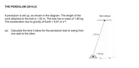 Solved THE PENDULUM A Pendulum Is Set Up As Shown Chegg Com