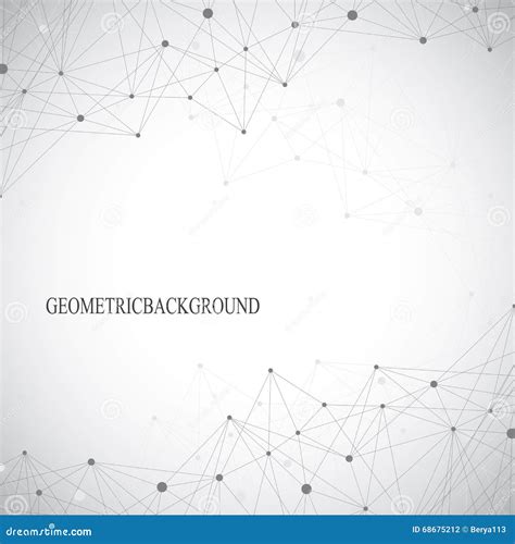 Geometric Abstract Grey Background With Connected Lines And Dots