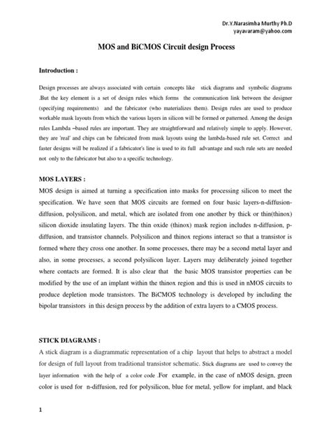 Mos And Bicmos Circuit Design Process Pdf Mosfet Cmos