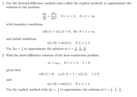 Solved ExercisesGiven A Function U X T E X T Use Forward Chegg Com