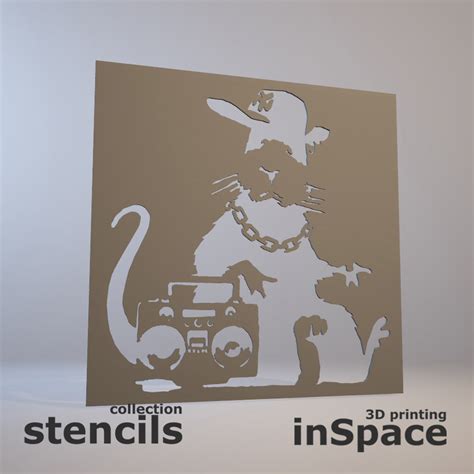Stl File Stencil Banksy Rat With Stereo 🐀・3d Printing Model To Download・cults