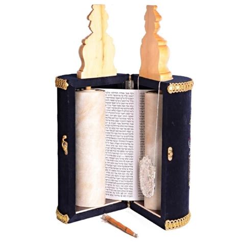 Sefardic Torah Scroll And Case With Torah Crown Bible Scroll Parchment