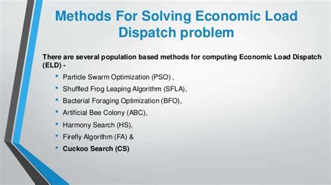 Economic Load Dispatch Problem Solving Using Cuckoo Search