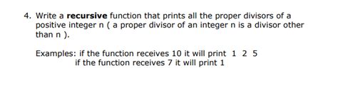 Solved 4 Write A Recursive Function That Prints All The