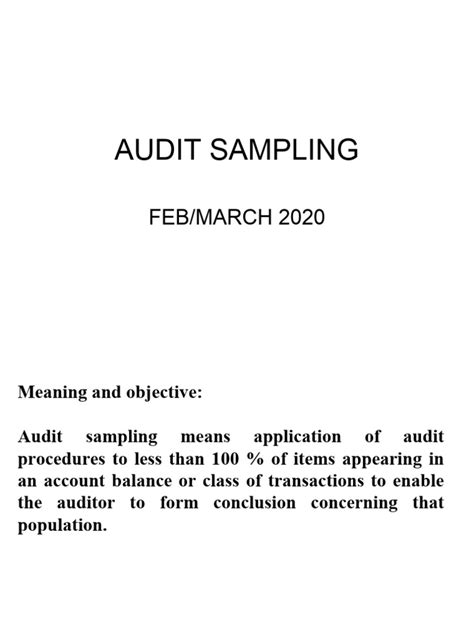 Audit Sampling Pdf Audit Sampling Statistics