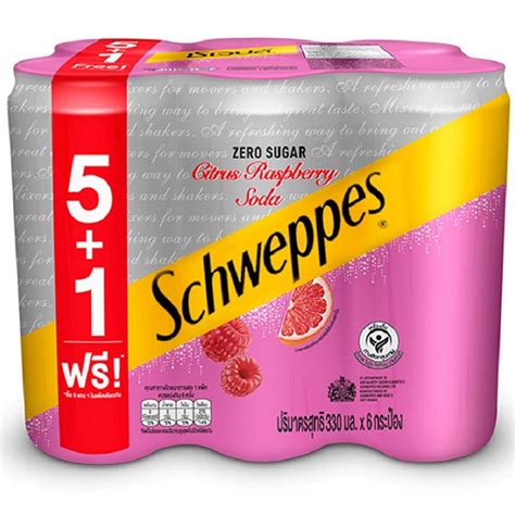 Schweppes Zero Sugar Citrus Raspberry Soda 330ml Pack 5 Free 1 Order