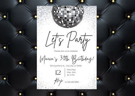 Disco Party Invitation Digital Disco Ball Invitation Disco