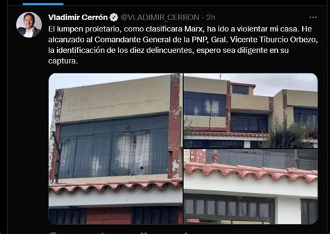 Huancayo Vladimir Cerrón Denunció Que Manifestantes Atacaron Su Casa
