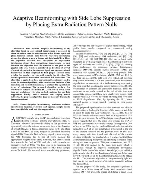 Adaptive Beamforming With Side Lobe Suppression By Placing Extra Radiation Pattern Nulls Docslib