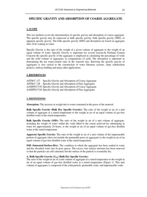 1a Sp Gravity And Absorption Of Ca Aashto Pdf Construction Aggregate