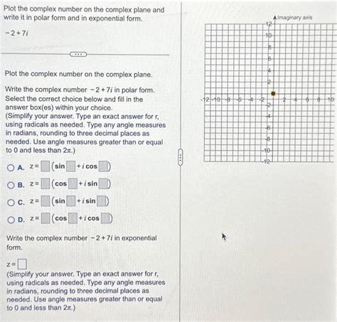 solved plot the complex number on the complex plane and