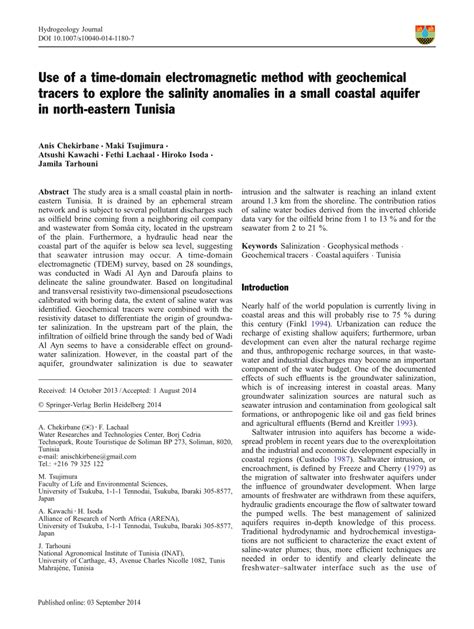 Pdf Use Of A Time Domain Electromagnetic Method With Geochemical Tracers To Explore The