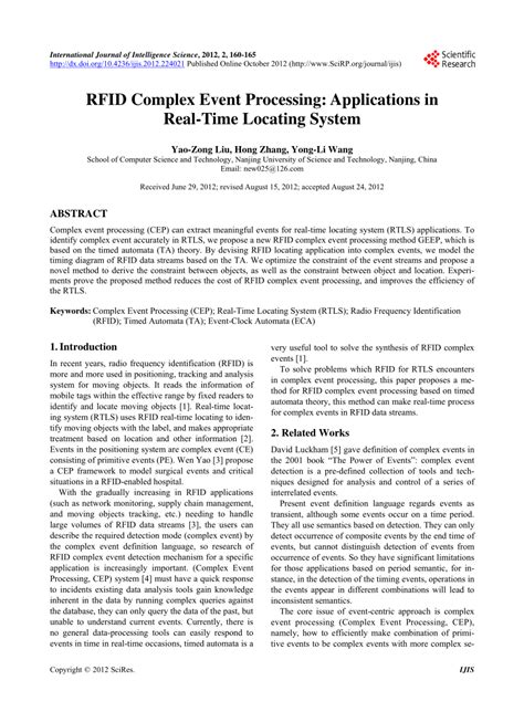 Pdf Rfid Complex Event Processing Applications In Real Time Locating