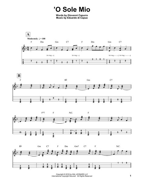 O Sole Mio By Eduardo Di Capua Sheet Music For Mandolin Tab At Sheet