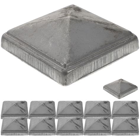 Reachise 12pcs Fence Post Caps Metal Fence Pyramid Caps Rectangle Post